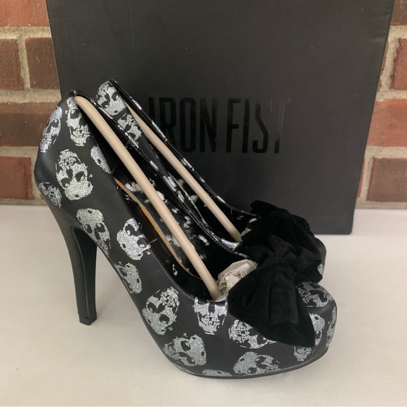Iron Fist | Shoes | Iron Fist Glitter Tooth Skull Bow High Heel ...